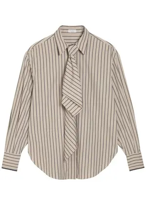 Brunello Cucinelli Striped Tie Cotton-poplin Shirt