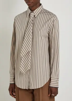 Brunello Cucinelli Striped Tie Cotton-poplin Shirt