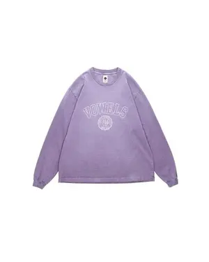 VOWELS Faded Collegiate Longsleeve Tee Lavender