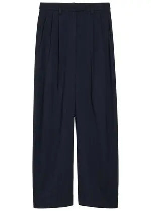 Brunello Cucinelli Herringbone Straight-leg Stretch-wool Trousers - Navy