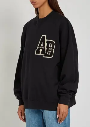 ANINE BING Miles Appliquéd Cotton Sweatshirt