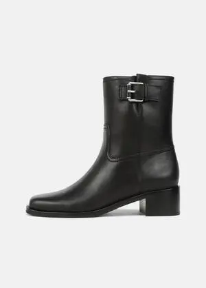 Vince London Leather Moto Boot - Black