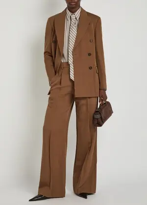 Brunello Cucinelli Tailored Wide-leg Wool-blend Trousers