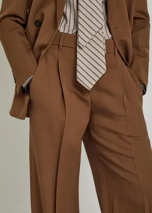 Brunello Cucinelli Tailored Wide-leg Wool-blend Trousers