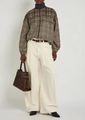 Brunello Cucinelli Padded Houndstooth Alpaca-blend Bomber Jacket
