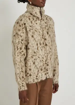 Brunello Cucinelli Lynx Jacquard Brushed Mohair-blend Cardigan