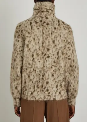 Brunello Cucinelli Lynx Jacquard Brushed Mohair-blend Cardigan