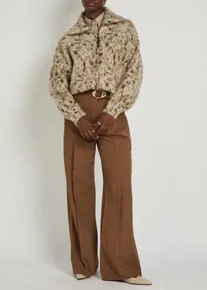 Brunello Cucinelli Lynx Jacquard Brushed Mohair-blend Cardigan