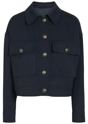 Brunello Cucinelli Herringbone Stretch-wool Jacket - Navy