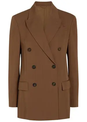Brunello Cucinelli Double-breasted Wool-blend Blazer - Brown