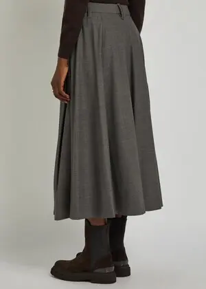Brunello Cucinelli Tailored Pleated Wool-blend Midi Skirt