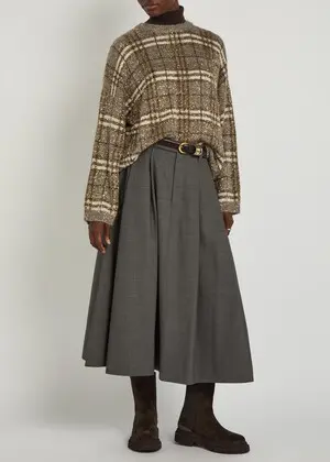 Brunello Cucinelli Tailored Pleated Wool-blend Midi Skirt