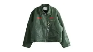 PALY HOLLYWOOD I Am Not Ashamed Leather Work Jacket - Green
