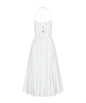 Dolce & Gabbana Drawstring Midi Dress With Logo Plaque