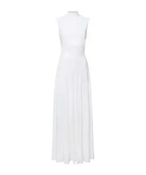 Alaïa Knitted Sleeveless Midi Dress - White