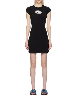 DIESEL® Ribbed Knit Dress With Embroidered Logo