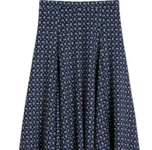 Max Mara Printed Midi Skirt - Navy Blue