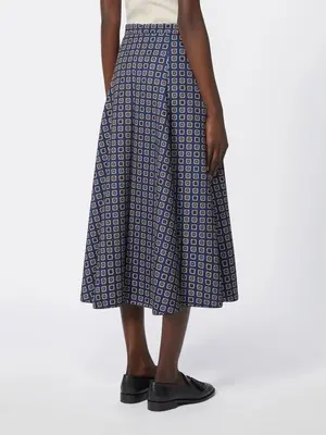 Max Mara Printed Midi Skirt - Navy Blue