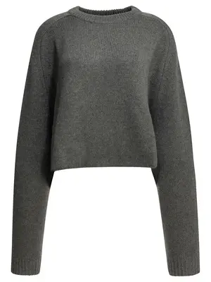 LISA YANG Cropped Crew Neck Knitted Sweater