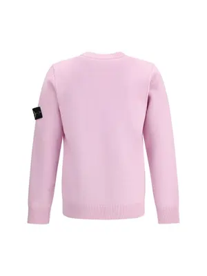 Stone Island Crewneck Jumper With Signature Sleeve Patch - Light Pink