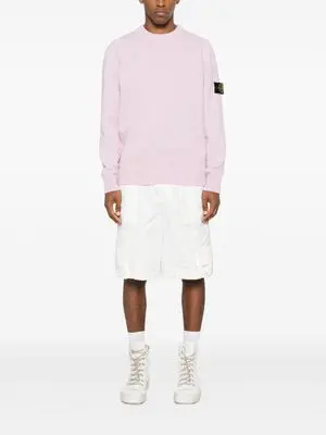 Stone Island Crewneck Jumper With Signature Sleeve Patch - Light Pink