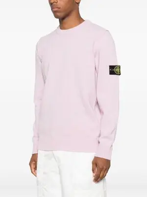 Stone Island Crewneck Jumper With Signature Sleeve Patch - Light Pink