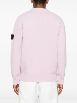 Stone Island Crewneck Jumper With Signature Sleeve Patch - Light Pink