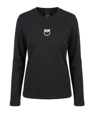 Pinko Toblino Love Birds Crewneck Long-sleeved T-shirt - Black