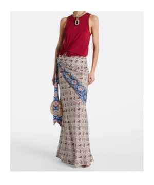 Rabanne Paisley Satin Maxi Skirt