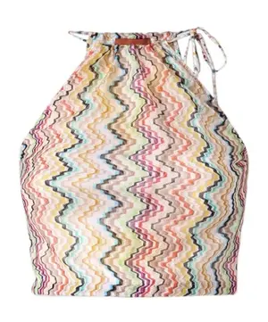 Missoni Zigzag-knit Halterneck Top - Nude