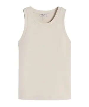Max Mara Carilina Embroidered-logo Sleeveless Top - Beige