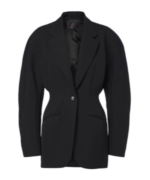 MUGLER Virgin Wool Grain De Poudre Blazer - Black