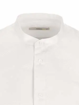 Fendi Slim Fit Poplin Shirt With Embroidered Detail - White