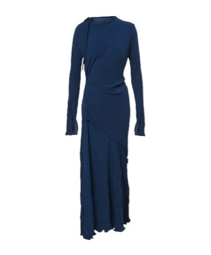 Victoria Beckham Asymmetric Pleated Midi Dress - Blue