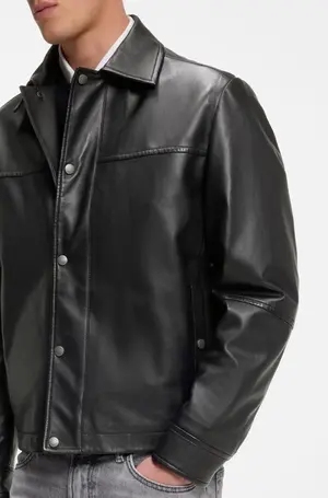 Hugo Boss Leather Press-stud Jacket