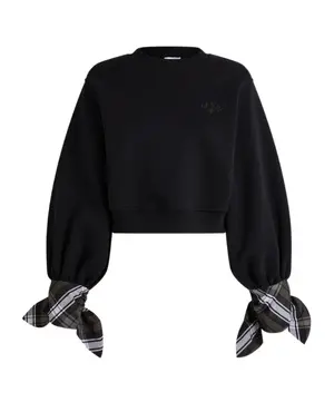 PATOU Cropped Tie-sleeve Sweatshirt