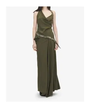 Alexander McQueen Embellished Asymmetric Halter Neck Top