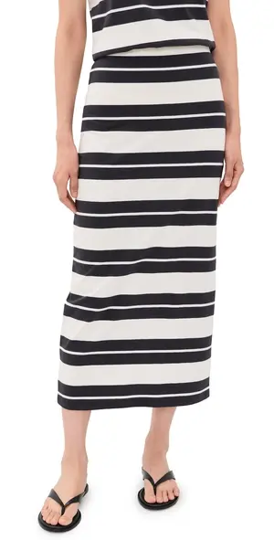 Z Supply Gail Striped Jersey Midi Skirt - Ash Black