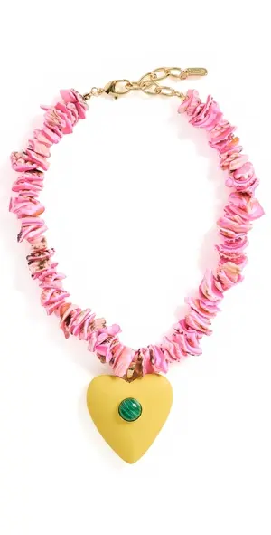 LOGAN TAY Beaded Heart Necklace - Pink