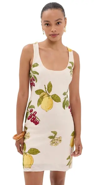Alix Of Bohemia Addie Fruit Print Silk Mini Dress - Off-white