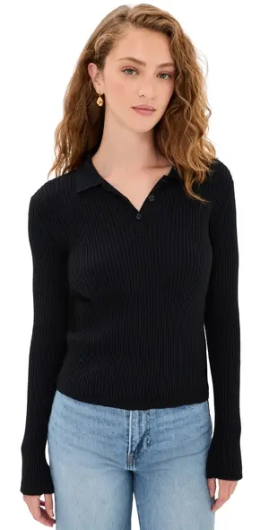Velvet By Graham & Spencer Frances Ribbed Knit Collared Top