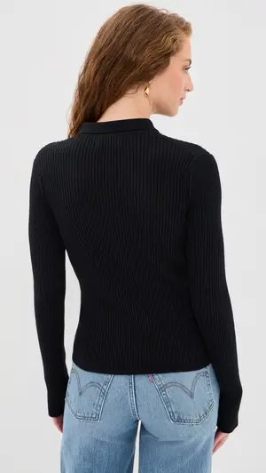 Velvet By Graham & Spencer Frances Ribbed Knit Collared Top