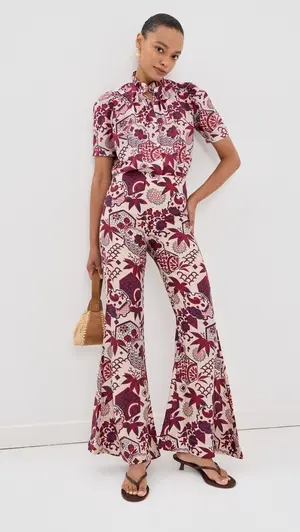 Alix Of Bohemia Farah Crimson Hive Silk Pants