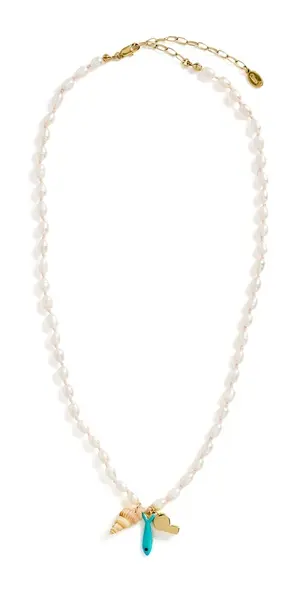 Clare V. Freshwater Pearl Charm Necklace - Cream Multi
