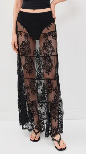 RUNAWAY THE LABEL Tiered Lace Maxi Skirt