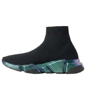 Balenciaga Speed 2.0 Iridescent Knit High-top Sneakers - Black