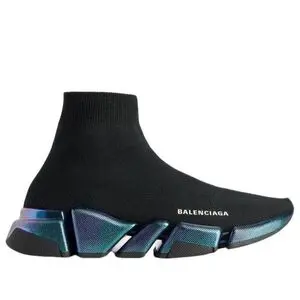 Balenciaga Speed 2.0 Iridescent Knit High-top Sneakers - Black