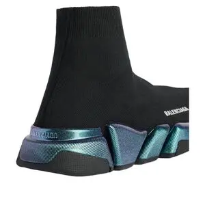 Balenciaga Speed 2.0 Iridescent Knit High-top Sneakers - Black