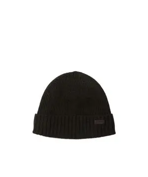 Barbour Logo Patch Ribbed Beanie - Black