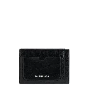 Balenciaga Superbusy Vertical Bifold Wallet - Black